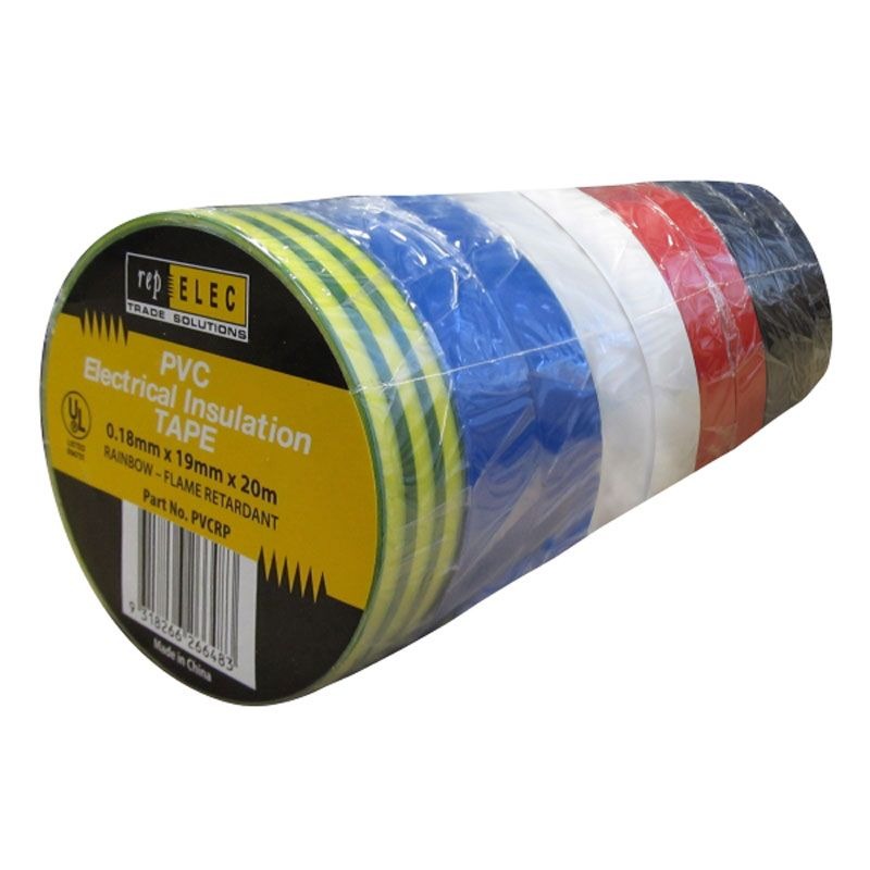 REPELEC - TAPE INSULATION PVC RAINBOW PACK [10] ASSORTED COLOURS ...